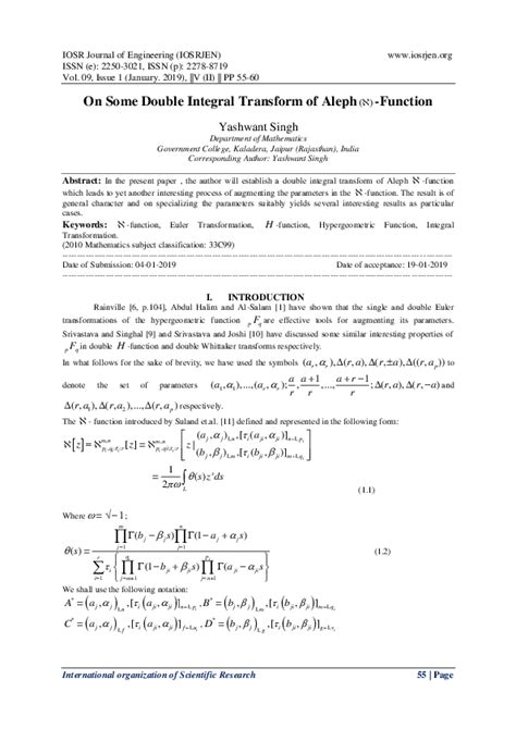 Pdf On Some Double Integral Transform Of Aleph Function