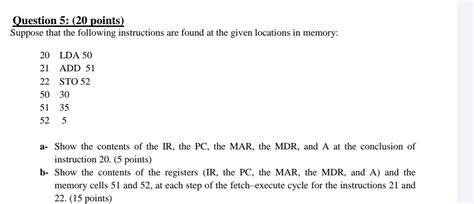 solved question 5 20 ﻿points suppose that the following