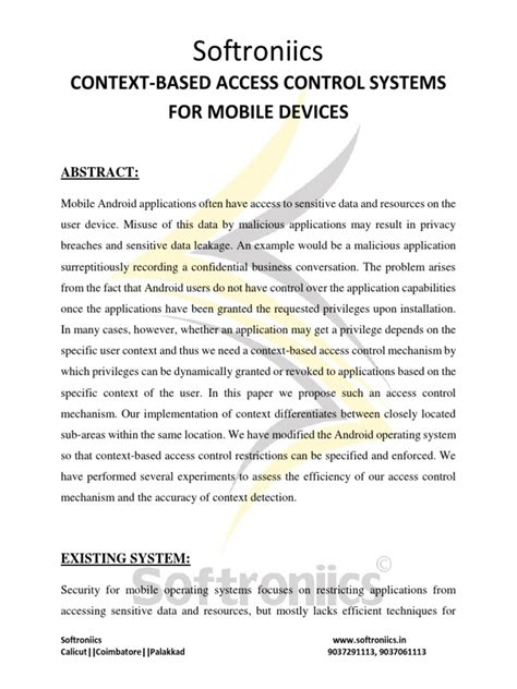 context based access control systems for mobile devices pdf android