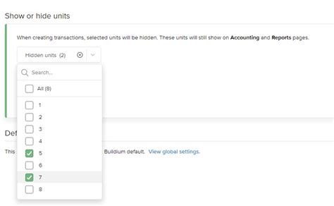Default Unit Setting