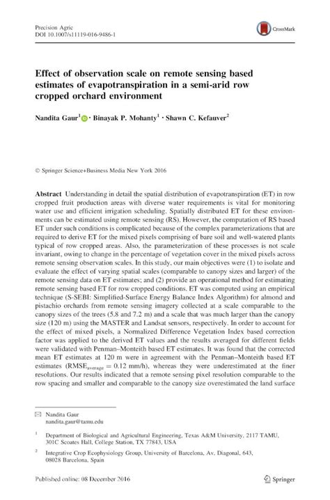 pdf effect of observation scale on remote sensing based agrilife