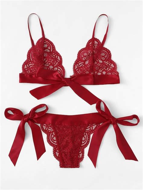Scalloped Trim Tie Side Lingerie Set Artofit
