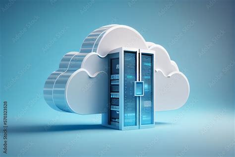 Cloud Storage Technology And Online Data Storage Cloud Computing Hosting White Cloud With Blue