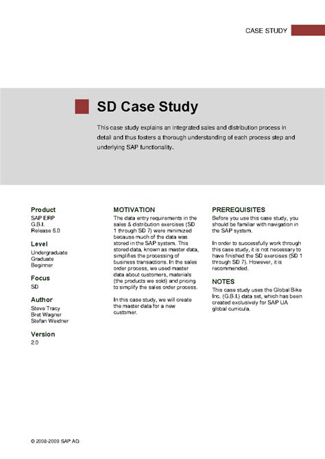 Intro ERP Using GBI Case Study Sales SD A V Nov SAP AG Product SAP