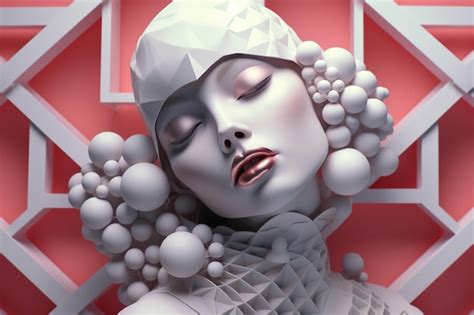 Premium AI Image Sensual Glamorous Fashion Woman With Closed Eyes In Futuristic Costume