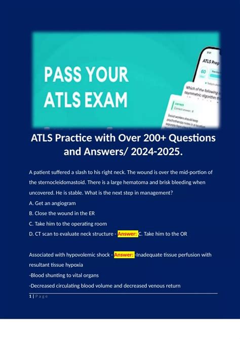 Atls Practice With Over 200 Questions And Answers Atls Stuvia Us