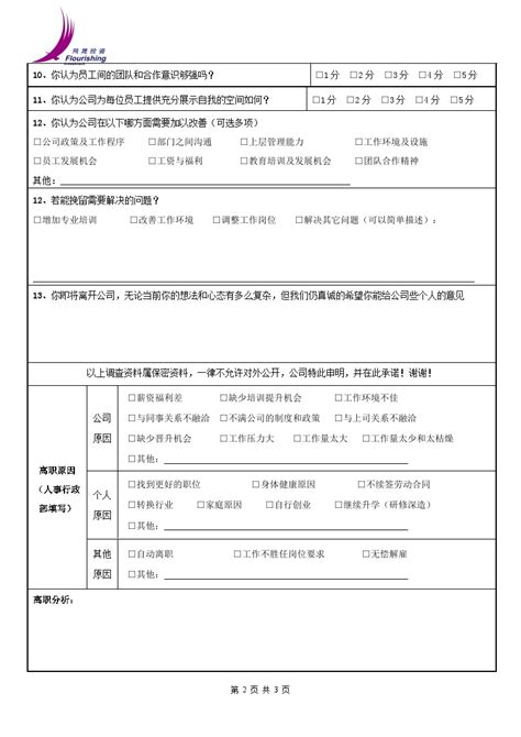员工离职面谈记录表试用版本施工文档土木在线