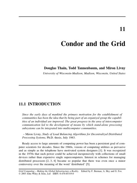 Condor And The Grid Pdf Grid Computing Scheduling Computing
