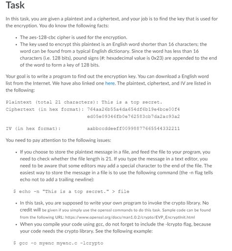 Solved Task In This Task You Are Given A Plaintext And A