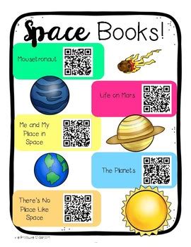 Space Activities QR Codes Listening Center Outer Space TpT