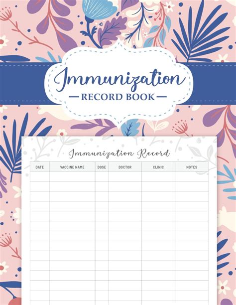 Immunization Record Log Book Track Your Vaccination History Vaccine