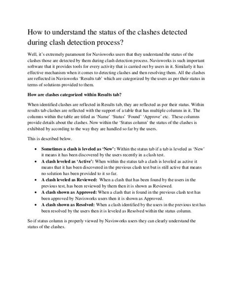 How To Understand The Status Of The Clashes Detected During Clash