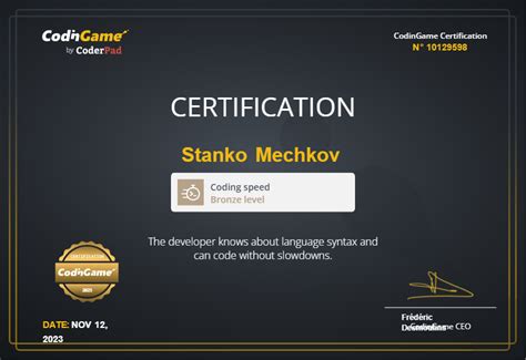 Codingame Certification