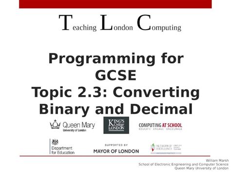 Pptx Programming For Gcse Topic 23 Converting Binary And Decimal Dokumentips