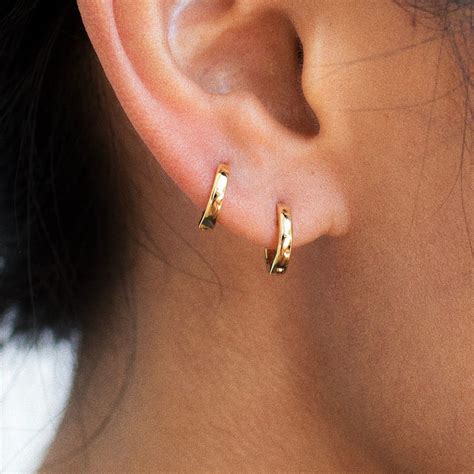 Gold Hoop Earrings Huggie Hoop Earrings Mini Ear Huggie Gold