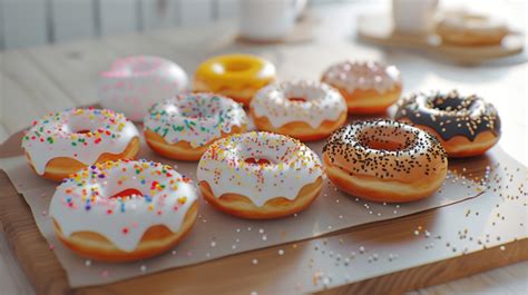 다양한 속과 스프링클을 넣은 둥근 도넛 ~ 위에 배경 구운 것 배경 일러스트 및 사진 무료 다운로드 Pngtree