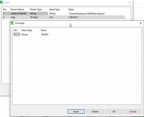Cucumber When Tags Parameter Is Specified From The Insert List Popup In The Ui Run Feature