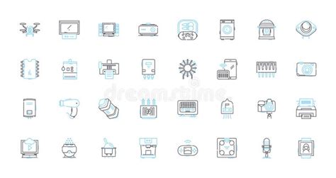 Digital Hardware Linear Icons Set Processor Motherboard Graphics Sound Memory Hard Drive