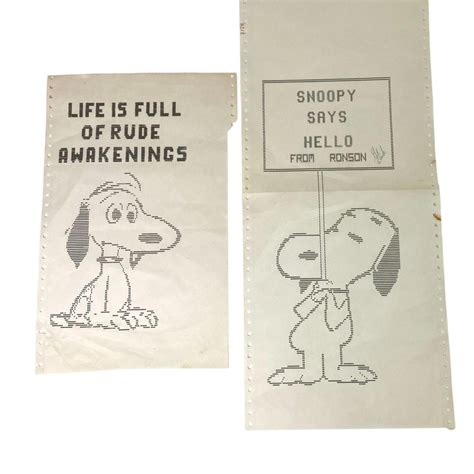 Snoopy Dot Matrix Printer Art Vintage Peanuts Gang Pixel Wall Hanging Etsy