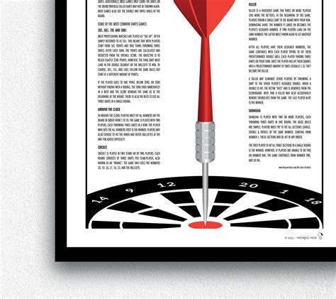 Darts Game Printable Darts Rules Of Darts Game Digital Downloadable Game Print Wall Art