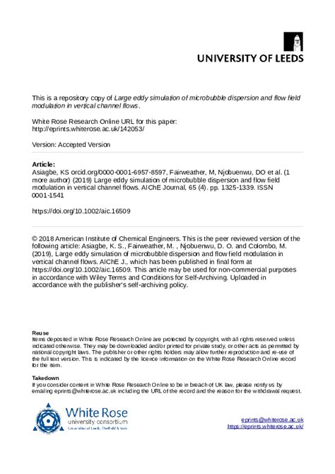 Pdf Large Eddy Simulation Of Microbubble Dispersion And Flow Field Modulation In Vertical