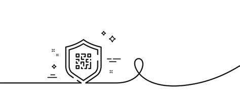 qr code line icon scan barcode sign continuous line with curl vector