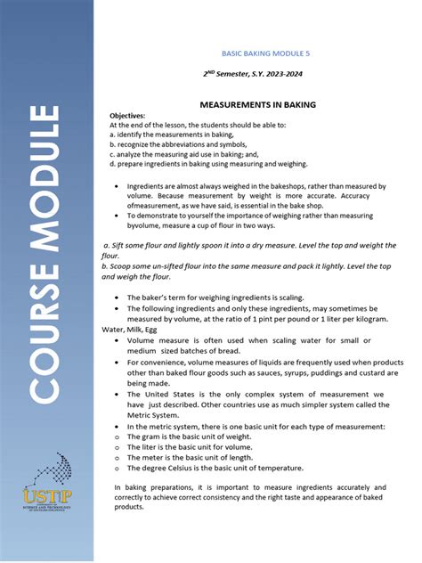 Module 5 Basic Baking Pdf Metrology Foods