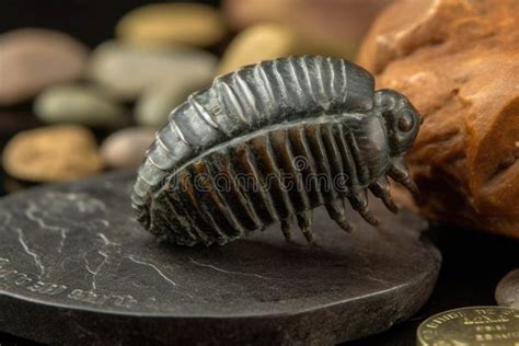 A Single Trilobite Fossil A Tiny Specimen Of The Ancient And Mysterious Past Stock Illustration