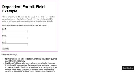 Formik Example Dependent Fields Codesandbox
