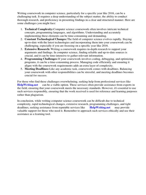 Computer Science Coursework 2016 Pdf