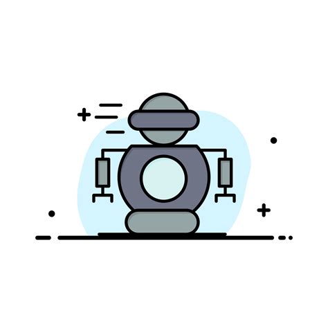 Human Technology Robotic Robot Business Flat Line Filled Icon Vector