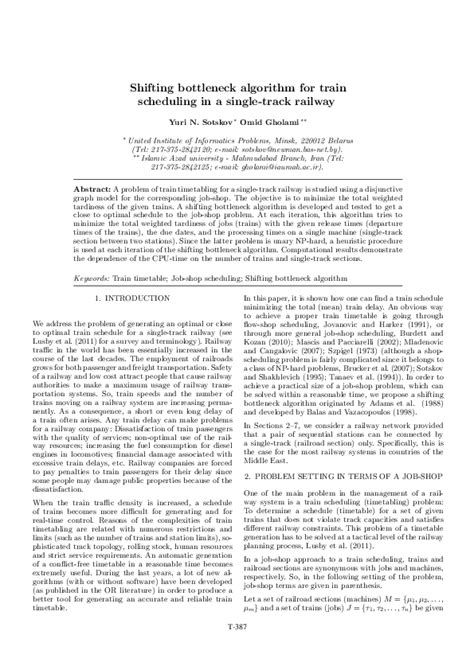 Pdf Shifting Bottleneck Algorithm For Train Scheduling In A Single Track Railway