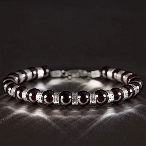 Dark Red Garnet Bracelet - Exclusive Statement Piece | 8mm