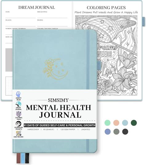 Simsimy Mental Health Journal 91 Day Self Care Journal For Women Men Guided
