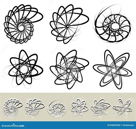 Abstract Spirally Swirl Element Geometric Spirals Twisted Shapes Stock Vector Illustration