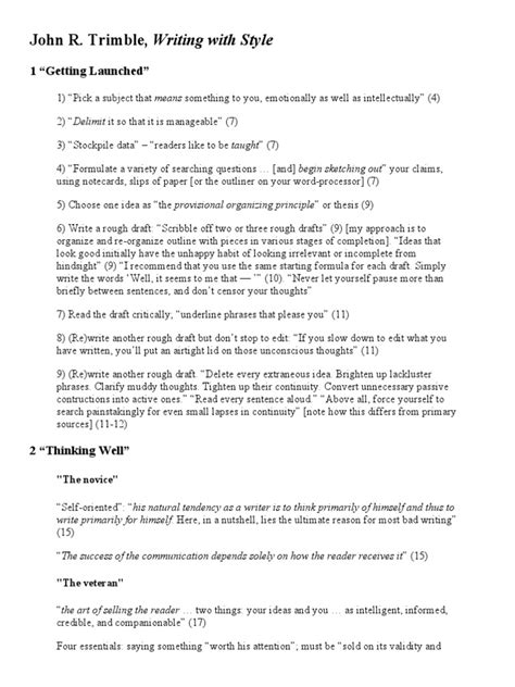 Notes On Trimbles Writing With Style Pdf Argument Semiotics