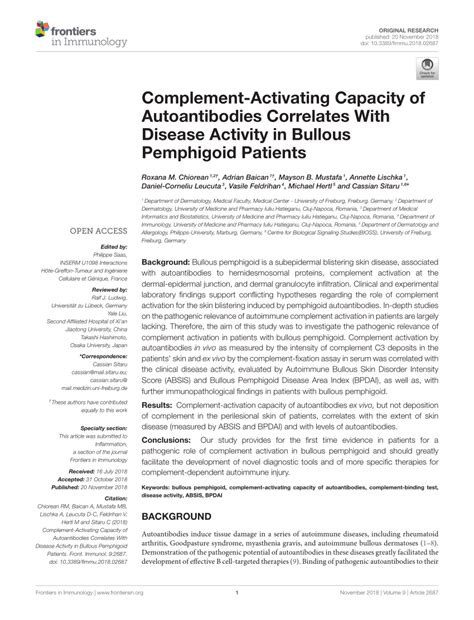 Pdf Complement Activating Capacity Of Autoantibodies Correlates With Disease Activity In