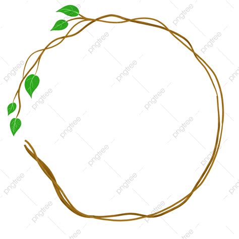 Round Tree Branch Border Cartoon Material Download Round Border Branch Border Green Leaf PNG