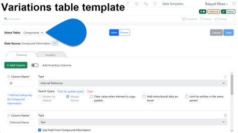 Signals Notebook Create A Components Table From The Signals Configuration Revvity Signals