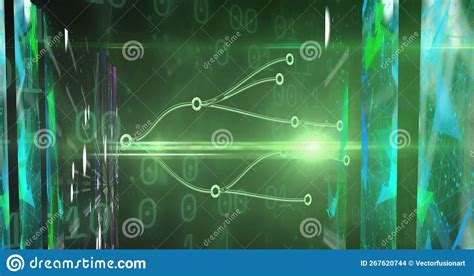 Image Of Connections Over Binary Code On Green Background Stock Illustration Illustration Of