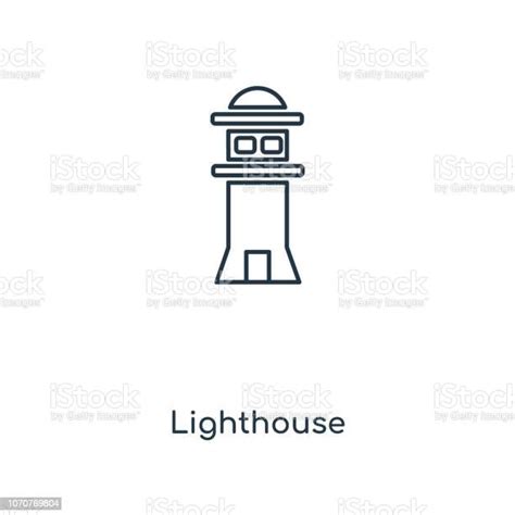 등 대 개념 선 아이콘입니다 선형 등 대 개념 개요 기호 디자인입니다 이 간단한 요소 그림 사용할 수 있습니다 웹 및 모바일 Ui Ux가 건축에 대한 스톡 벡터 아트 및