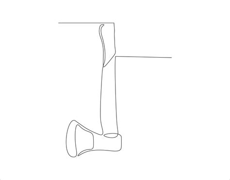 Continuous Line Drawing Of Axe One Line Of Axe Hatchet Continuous Line Art Editable Outline