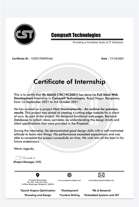 Abhijit Kala On Linkedin Certificate Of Internship