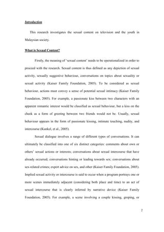 Research Report On Sexual Content On Television And Youth In Malaysia PDF