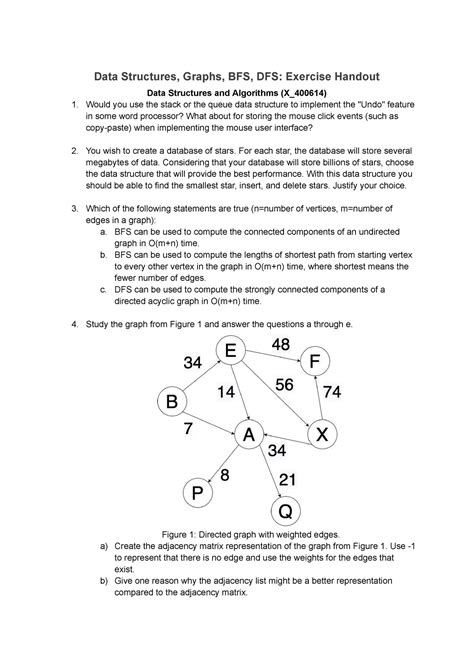 W3 Ds Bfs Dfs Exercises Handout Data Structures Graphs Bfs Dfs Exercise Handout Data