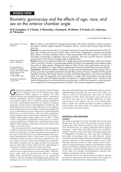 Pdf Biometric Gonioscopy And The Effects Of Age Race And Sex On The Anterior Chamber Angle