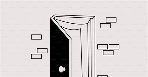 열린 문을 그린 흑백 그림 벡터 Unsplash의 문 이미지