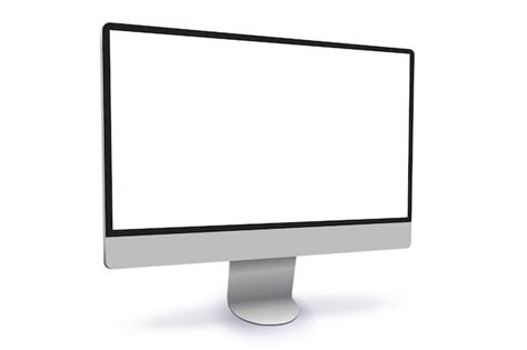 흰색 빈 화면이 있는 데스크탑 컴퓨터 모니터 벡터 모형 프리미엄 벡터