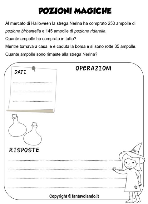 Schede Di Matematica Classe Quarta Problemi Di Halloween Fantavolando