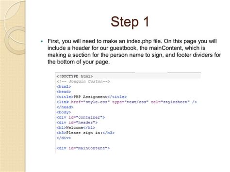 using php to design a guestbook website tutorial ppt